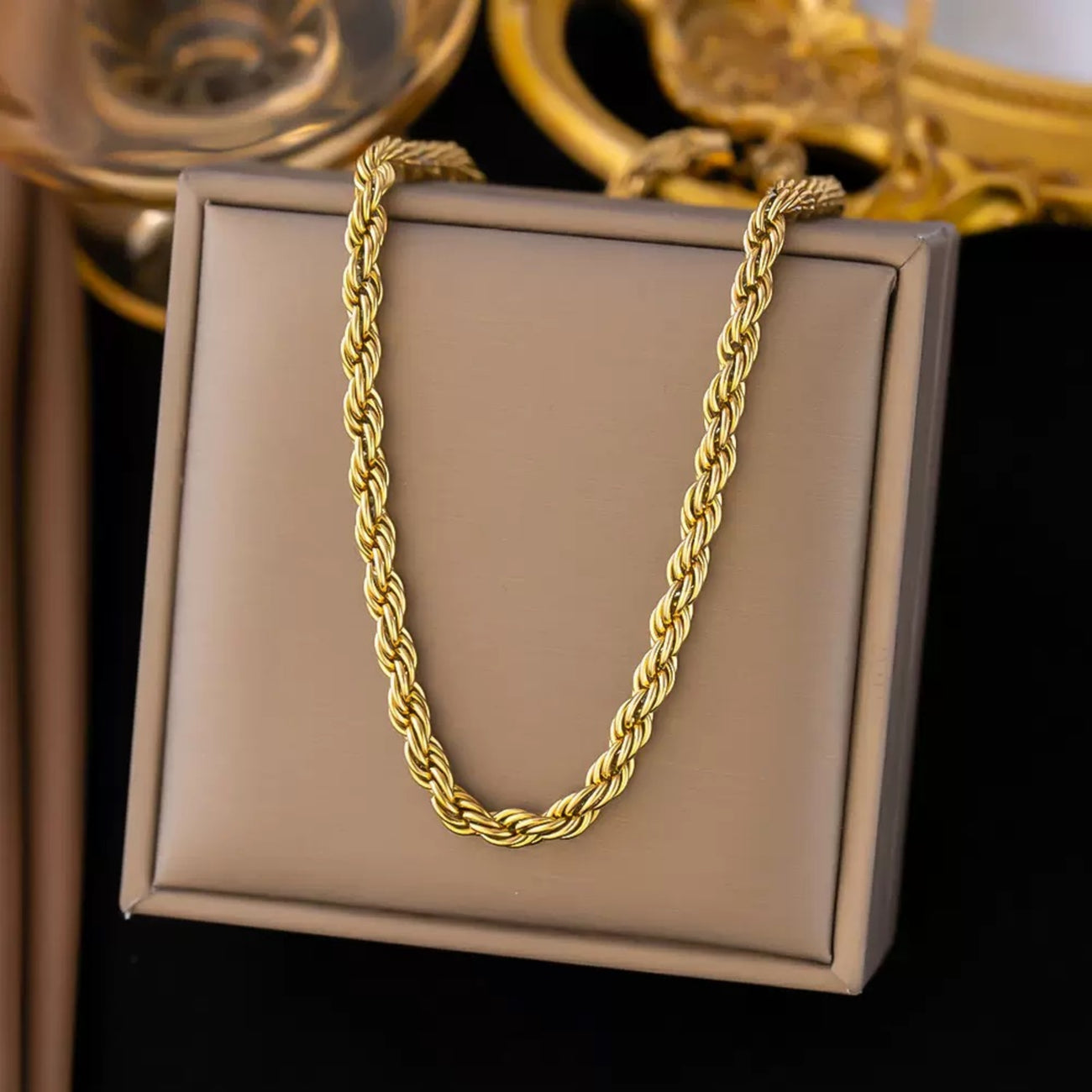 Classic 14K Solid Gold Twisted Rope Chain | 5mm & 6mm Heavy | Crafuo